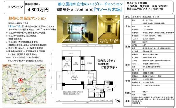 Condo for Sale Tokyo, Tokyo, Japan - Minato ku Akasaka Beautiful 3LDK ...